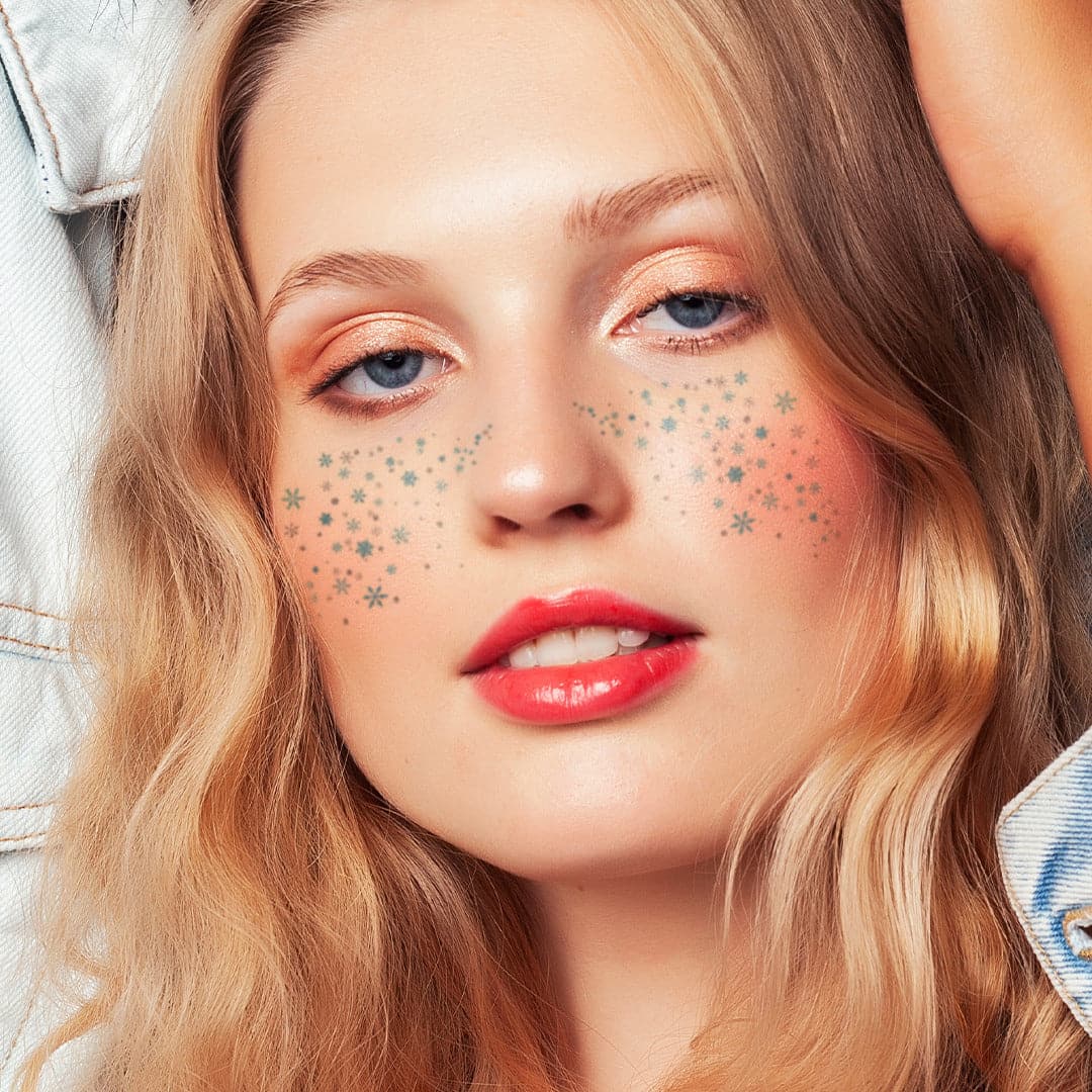 Metallic Snowflake Flashy Freckles Face Temporary Tattoo