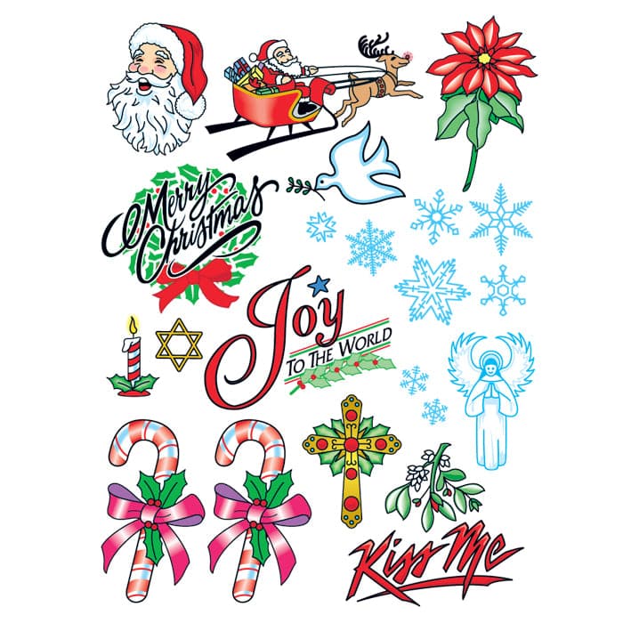 Christmas Joy Set of Temporary Tattoos