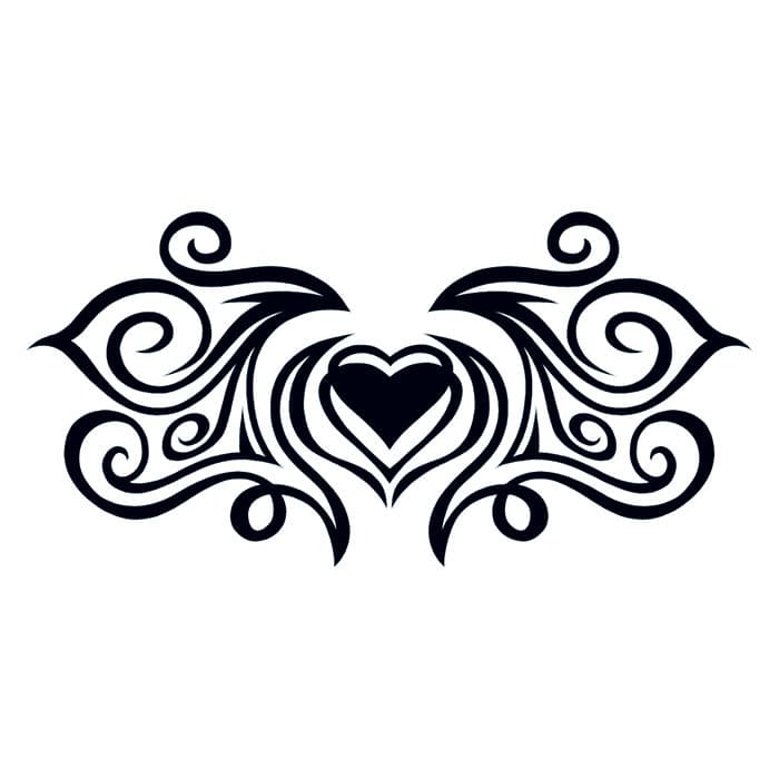 Tribal Heartstrings Lower Back Temporary Tattoo