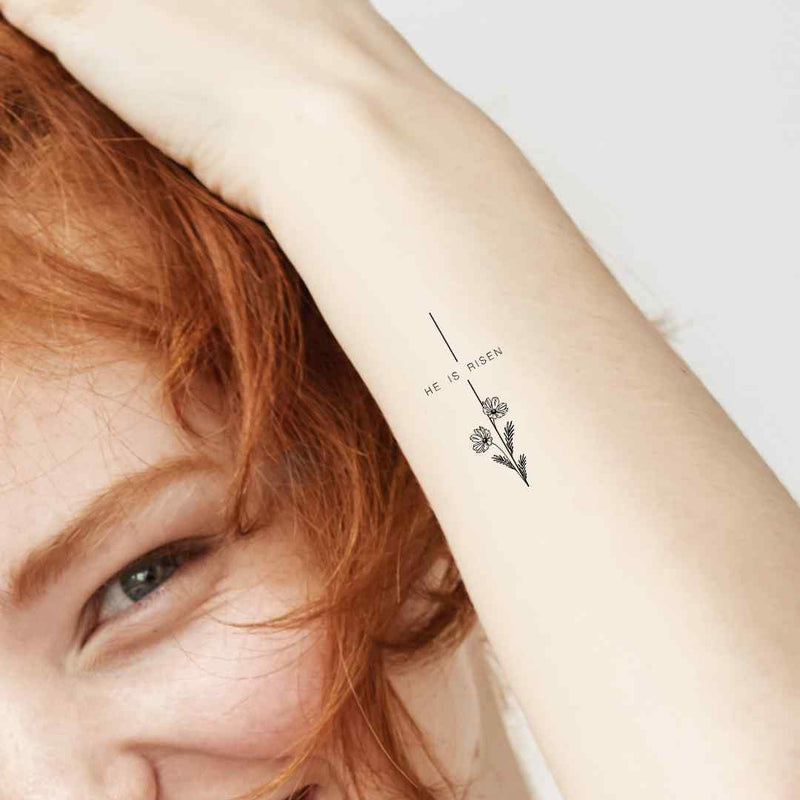 Hand Drawn Floral Cross Temporary Tattoos Set of 3