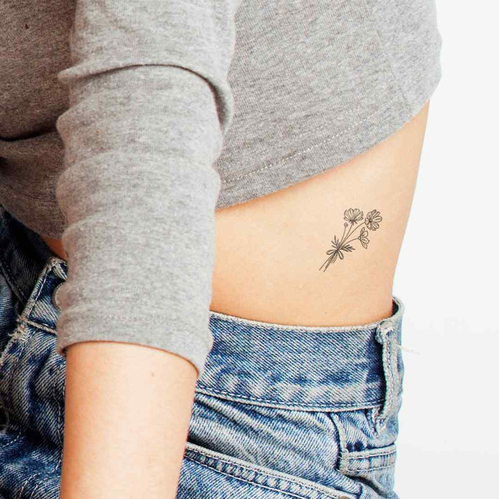 Poppy Fine Line Duo Black Temporary Tattoo - Set of 2