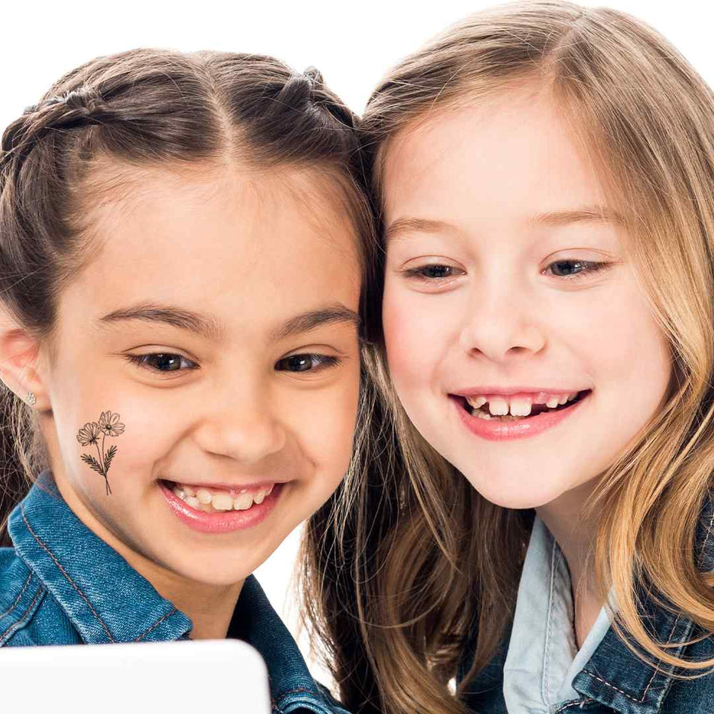 Poppy Fine Line Duo Black Temporary Tattoo - Set of 2