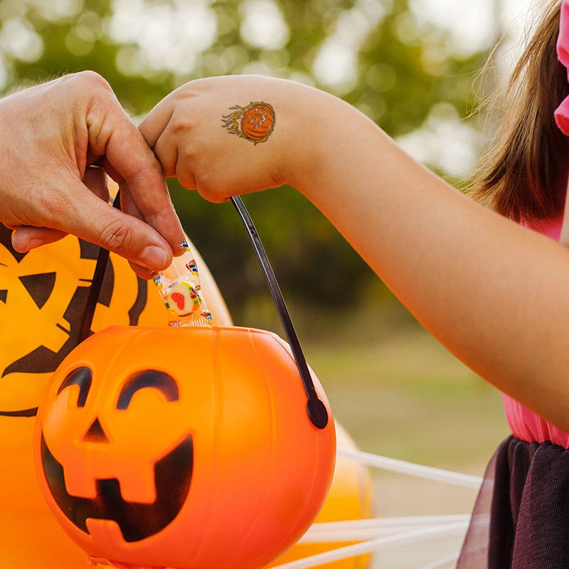 Glow in the Dark Flaming Pumpkin Temporary Tattoo