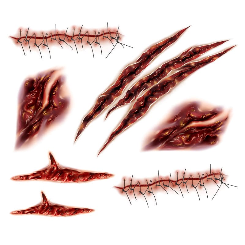 Gashes & Stitches Wounds Costume Tattoo – Temporary Tattoos