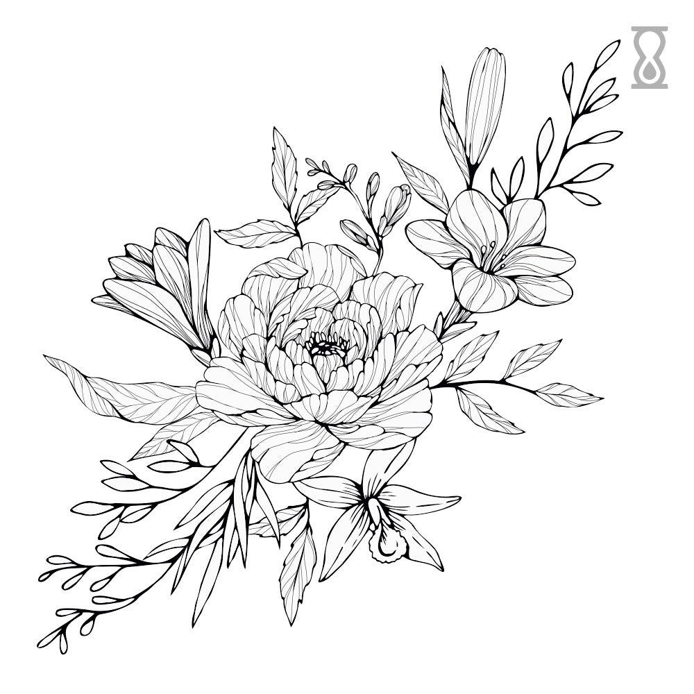 Flower Sleeve Tattoo Design Outlines
