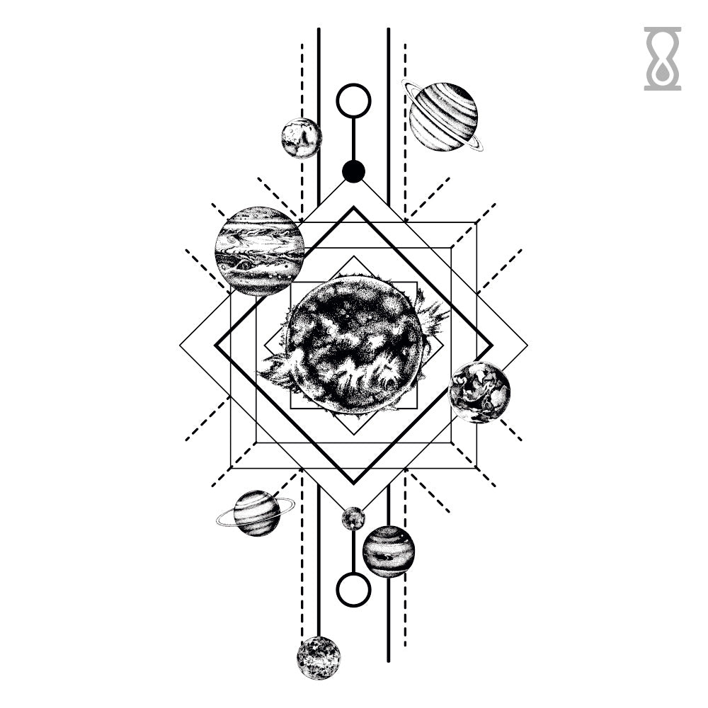Solar System Semi-Permanent Tattoo