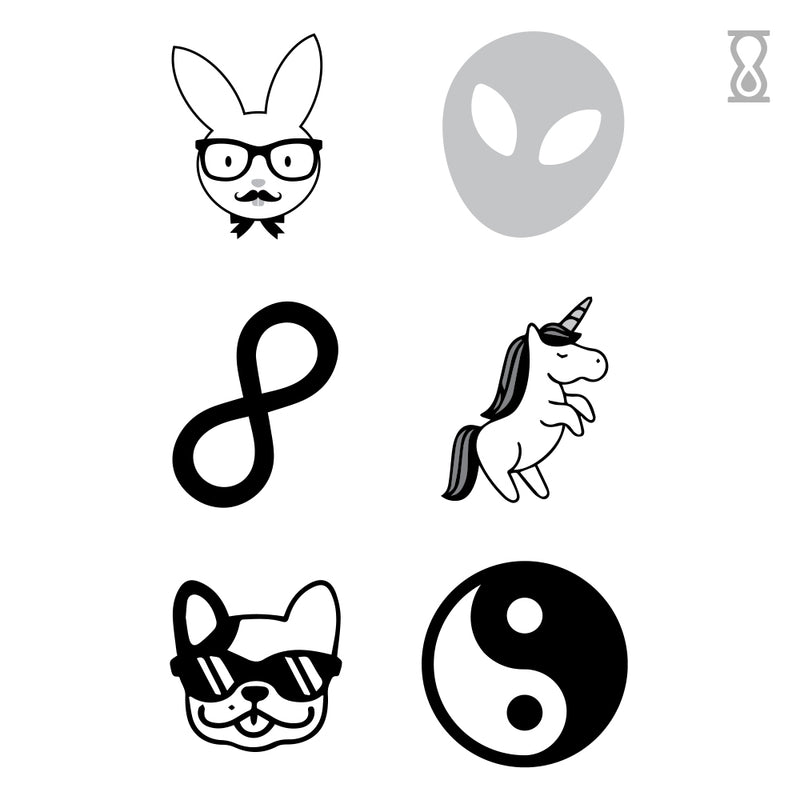 Letter, Numbers and Symbol Temporary Tattoos
