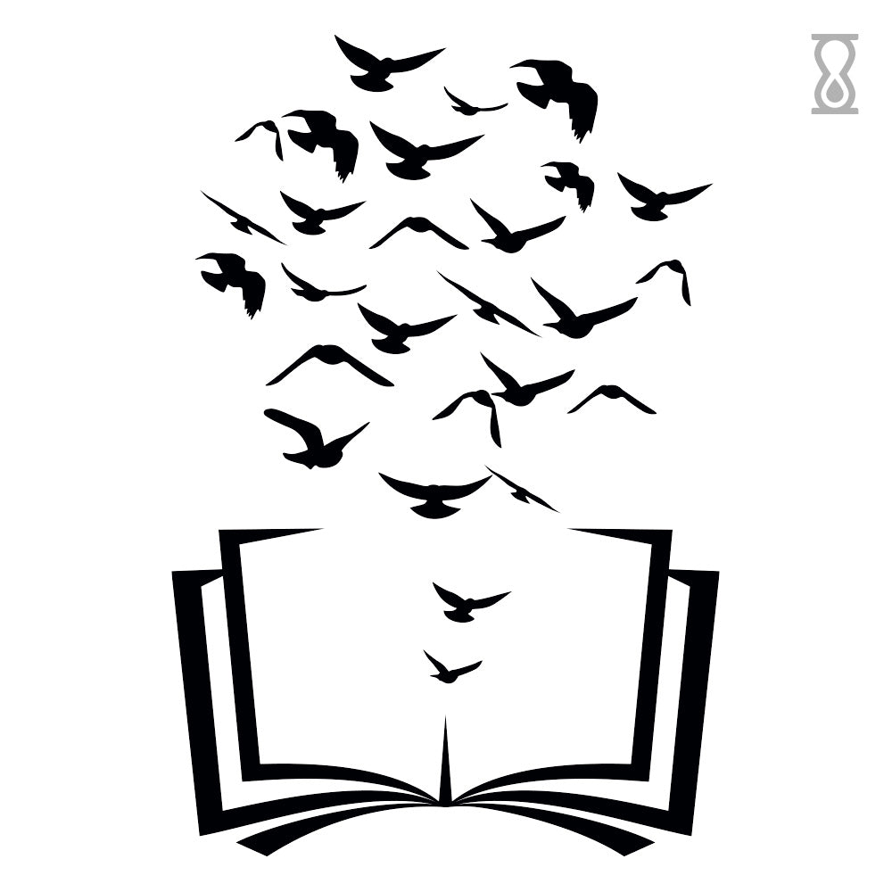 Book and Birds Semi-Permanent Tattoo