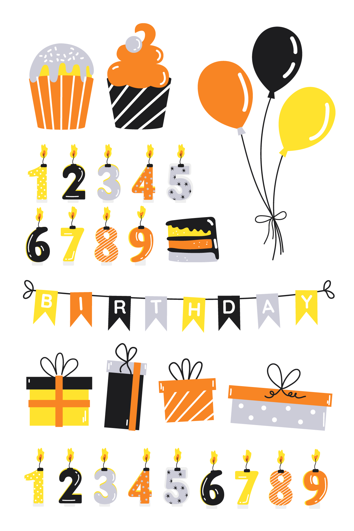 Black and Orange Birthday Tattoos