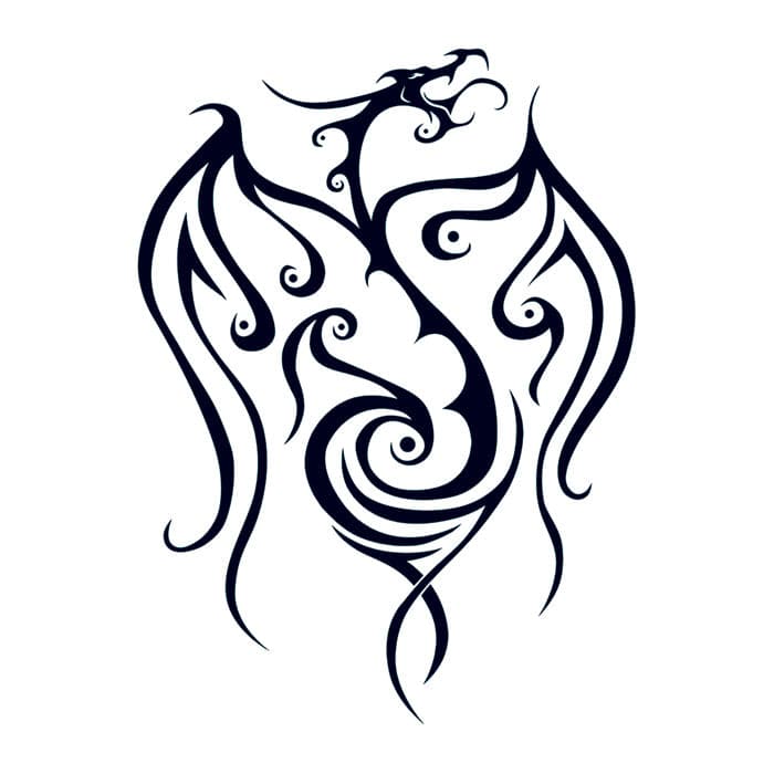 Tribal Dragon Face Tattoo