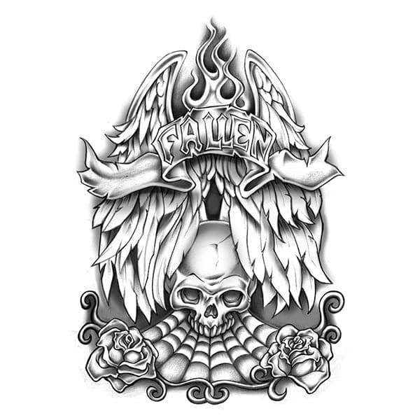Fallen Skull Temporary Tattoo
