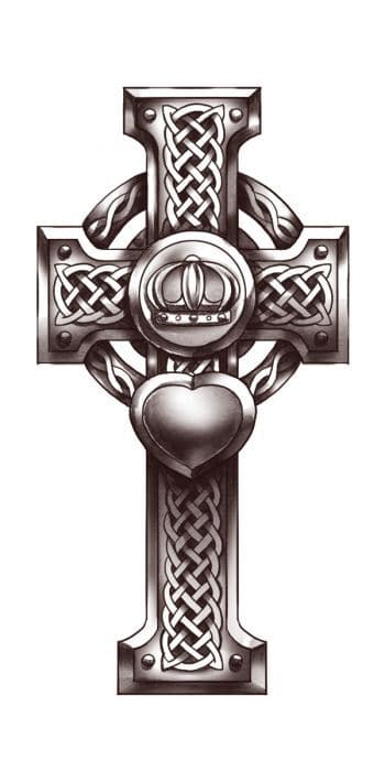 Silver Celtic Cross Temporary Tattoo