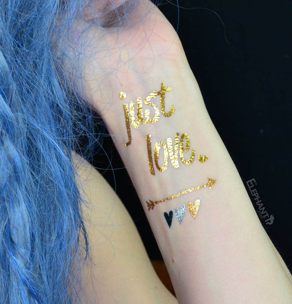 Metallic Hearts and Arrows Temporary Tattoos
