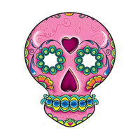 Pink Skull Day of the Dead Temporary Tattoo