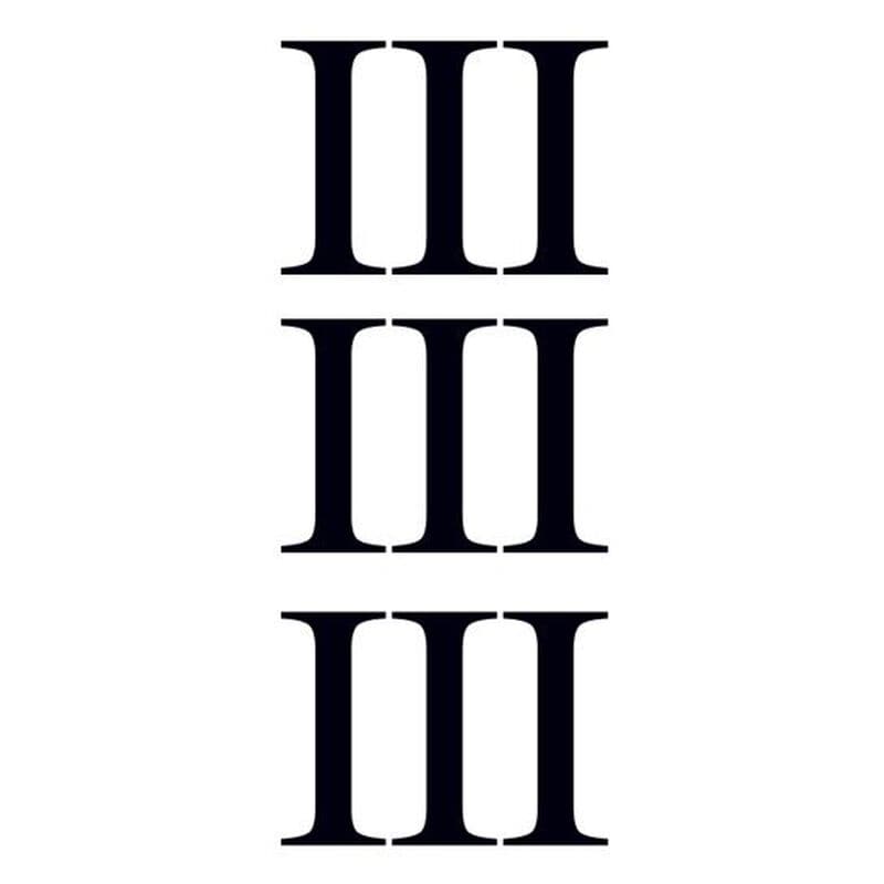 Roman Numeral Three Temporary Tattoo